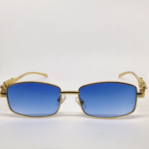 Accessories | Gold Sunglasses With Gradient Blue Lenses | Poshmark